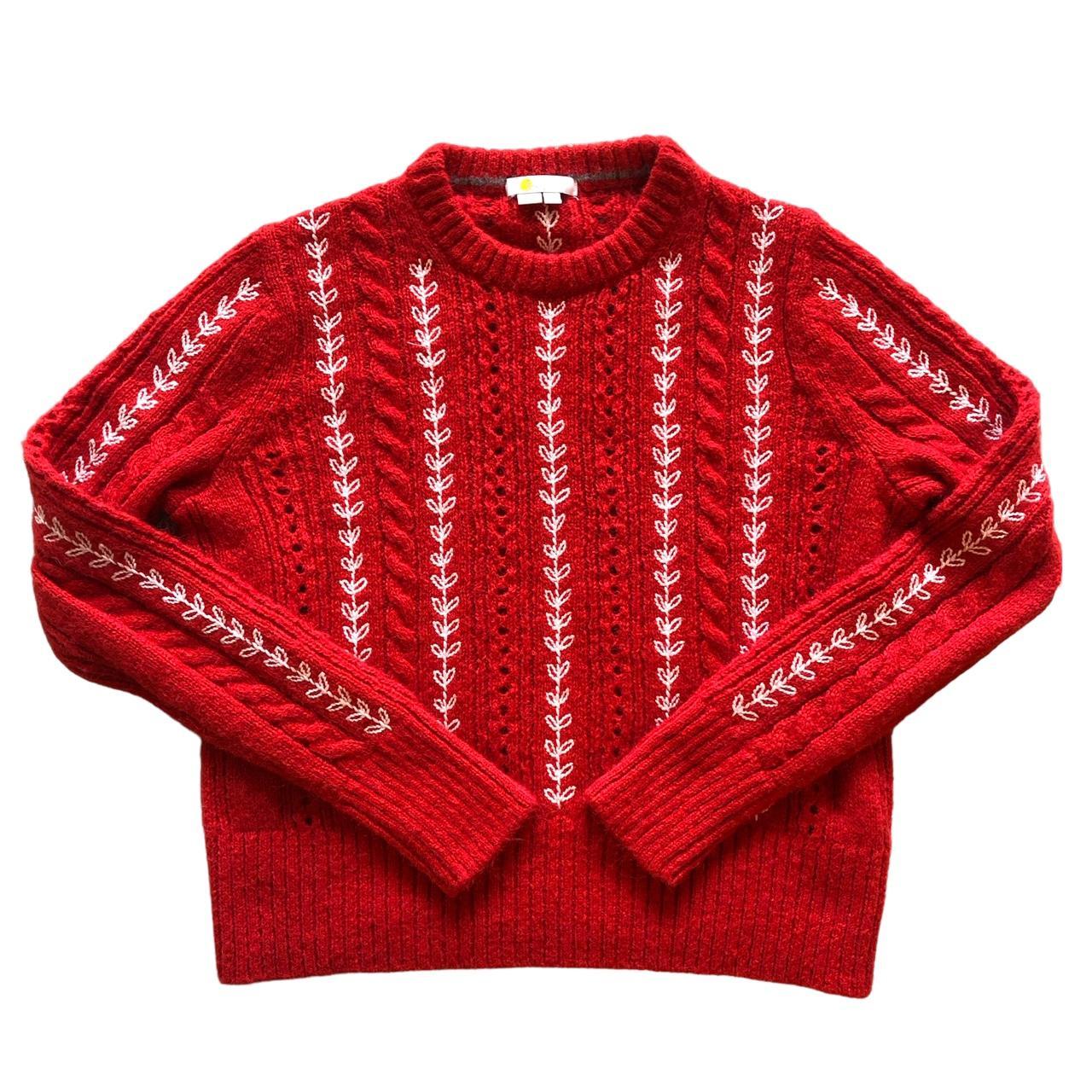 Red sweater with embroidered design by Boden. ... - Depop