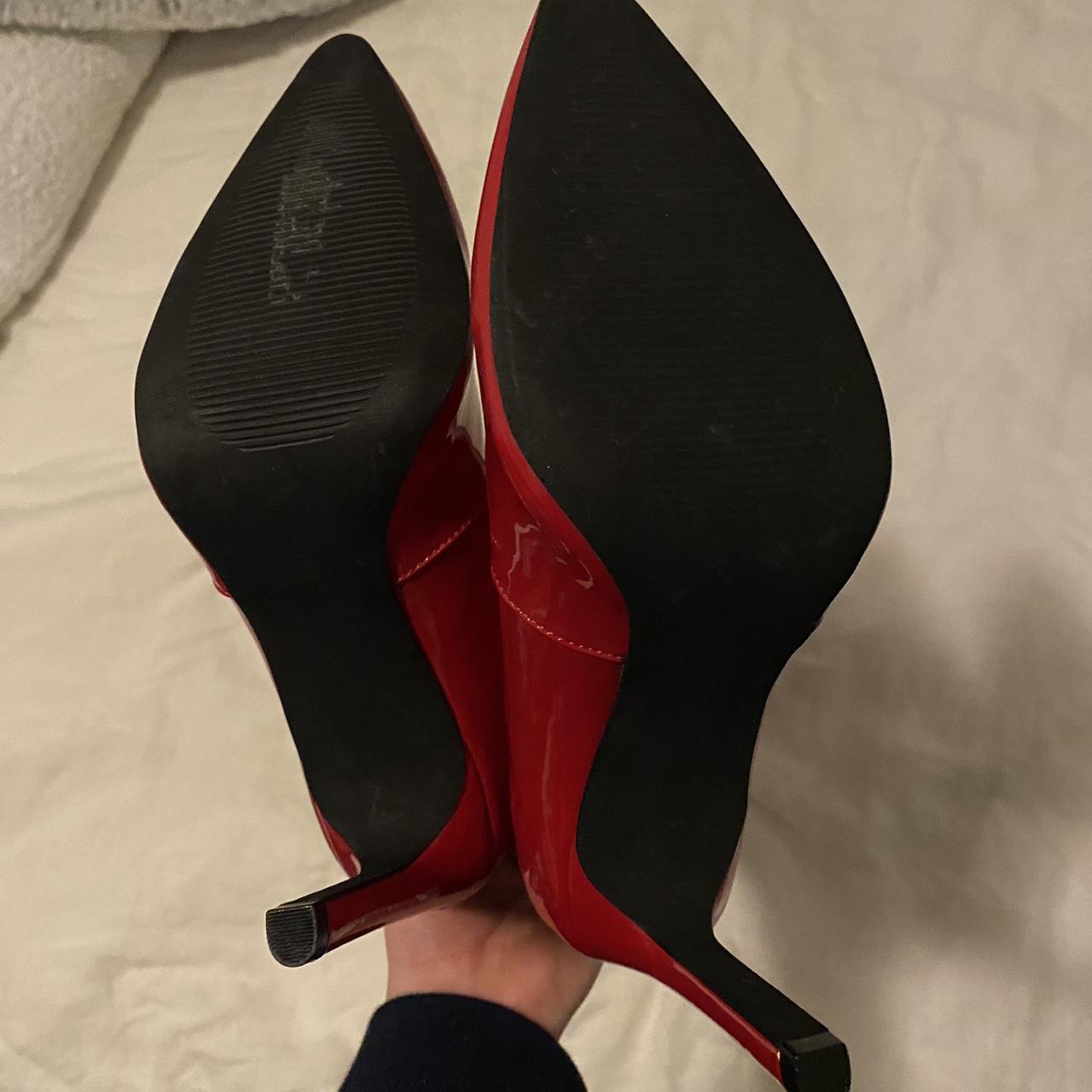 Red pvc thigh high boots, in perfect condition only... - Depop