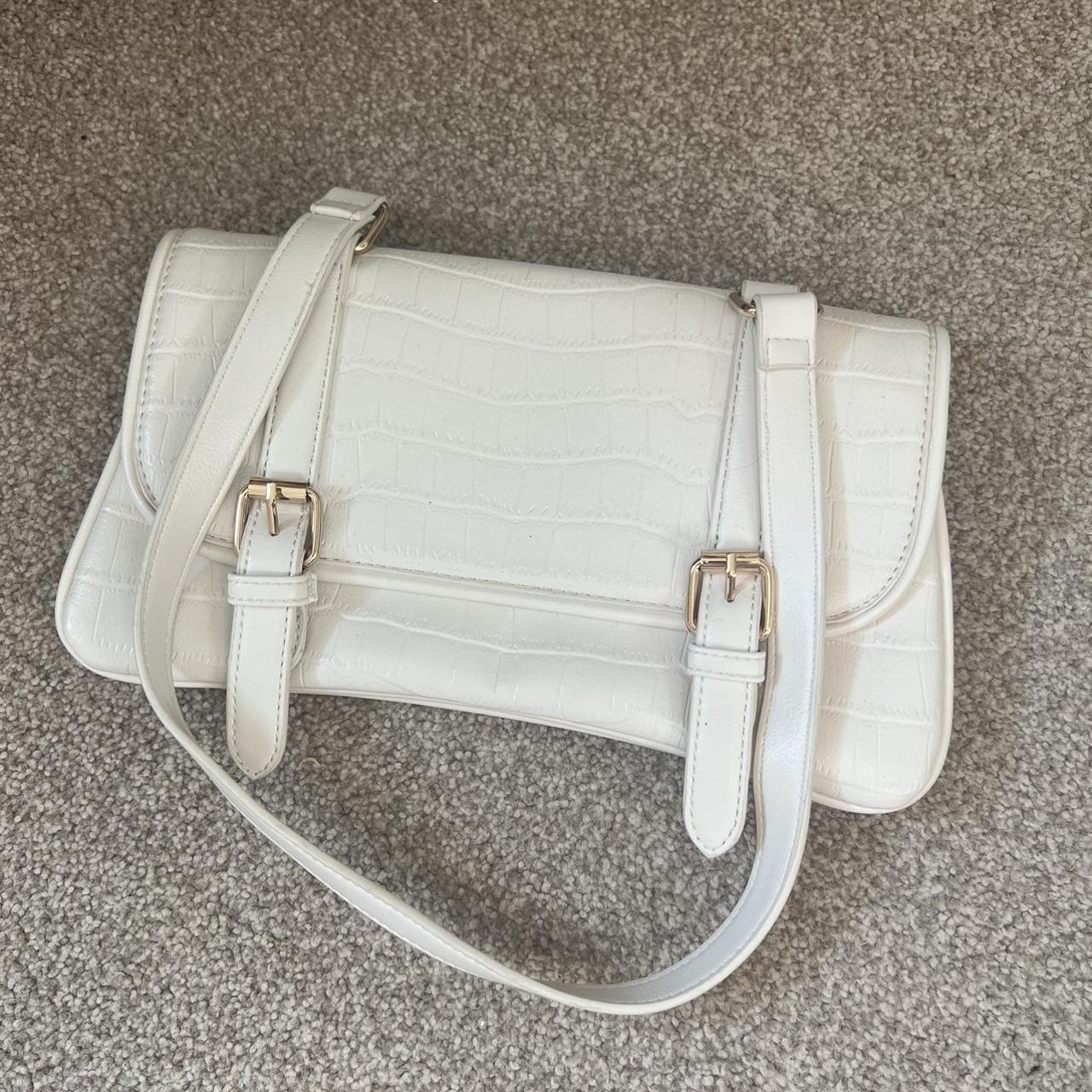 Cute white bag with gold buckles! #asos #handbag... - Depop