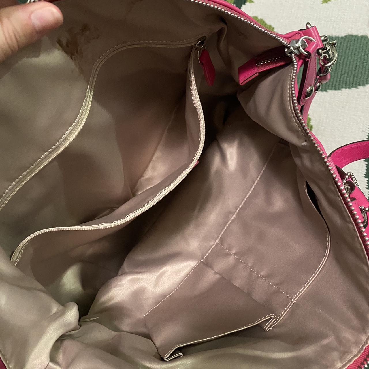 Super spacious hot pink Coach bag with silver... - Depop