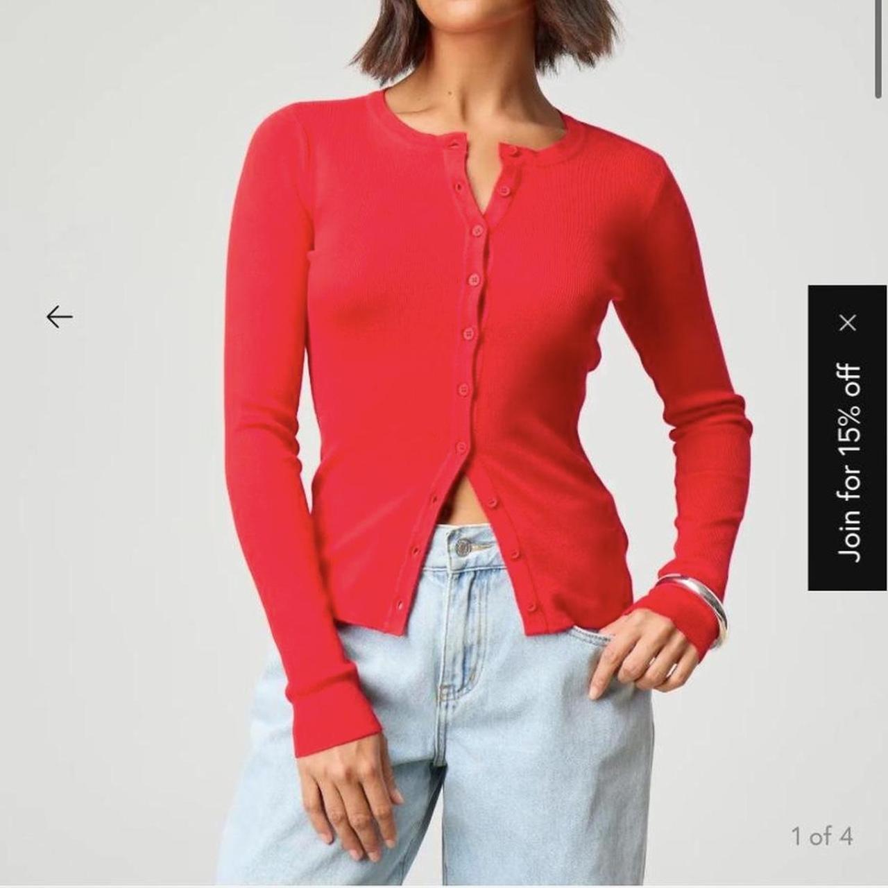 glassons ribbed button up cardigan red Brand new... | Depop