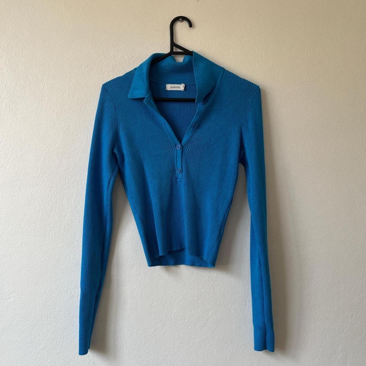 Glassons blue knit top Medium - Depop