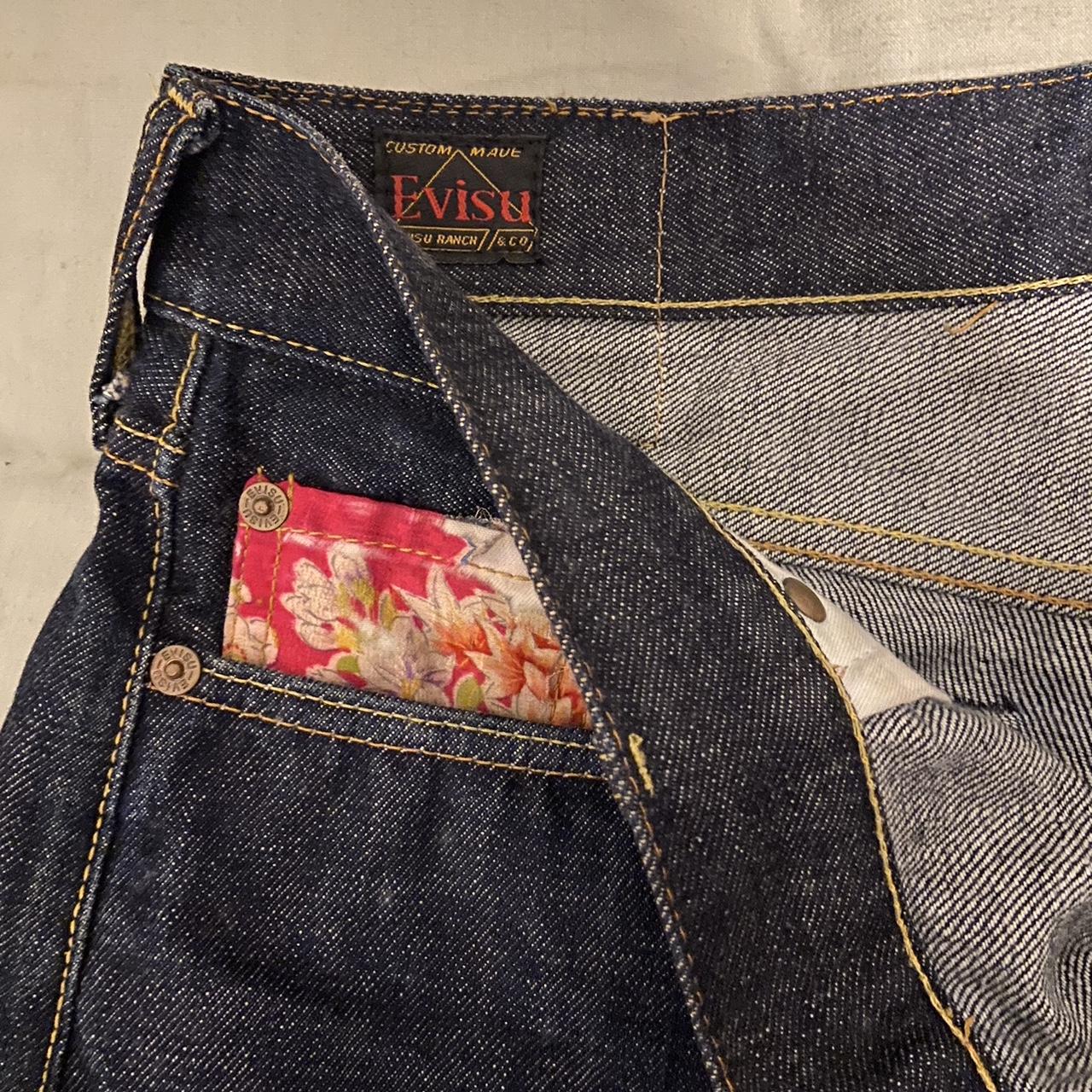 evisu red jeans floral pattern waist 32 send offers - Depop