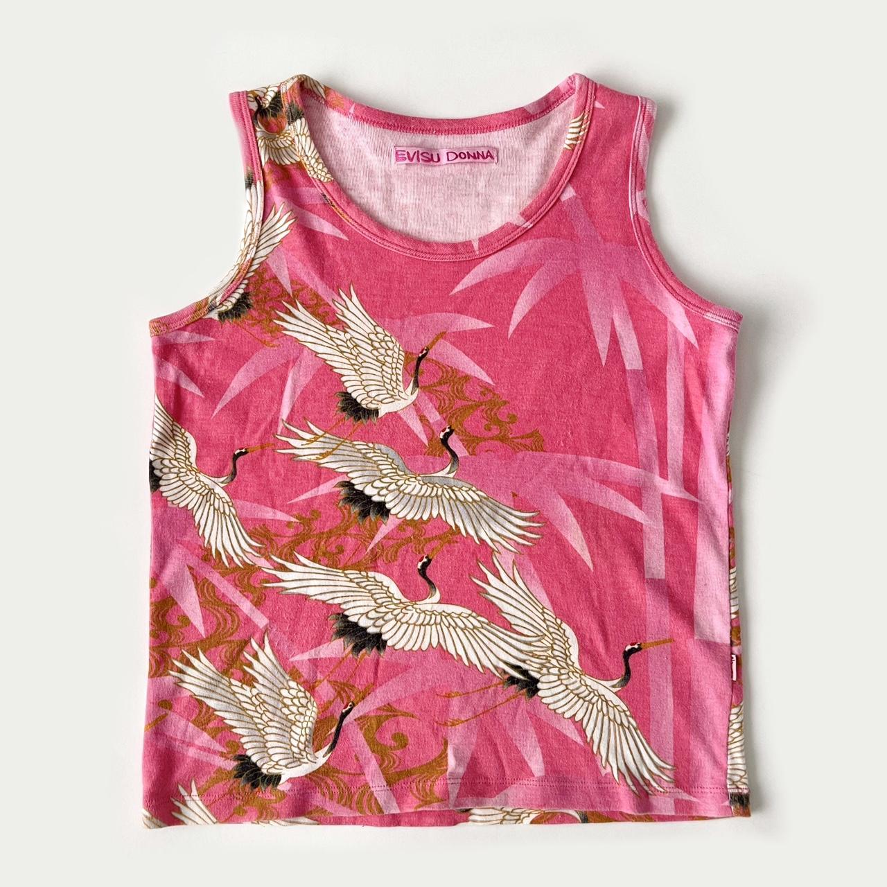 Evisu Donna pink graphic tank top ‧₊˚ 彡 $6... | Depop