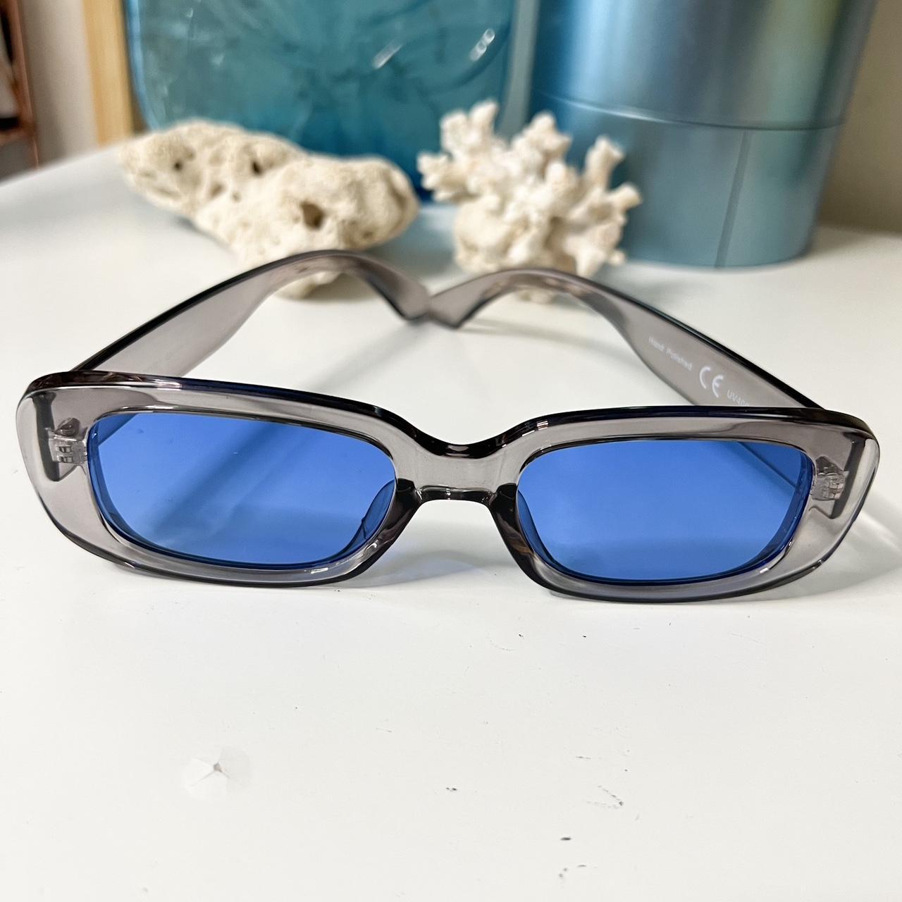 Translucent blue rectangle 00’s style... - Depop