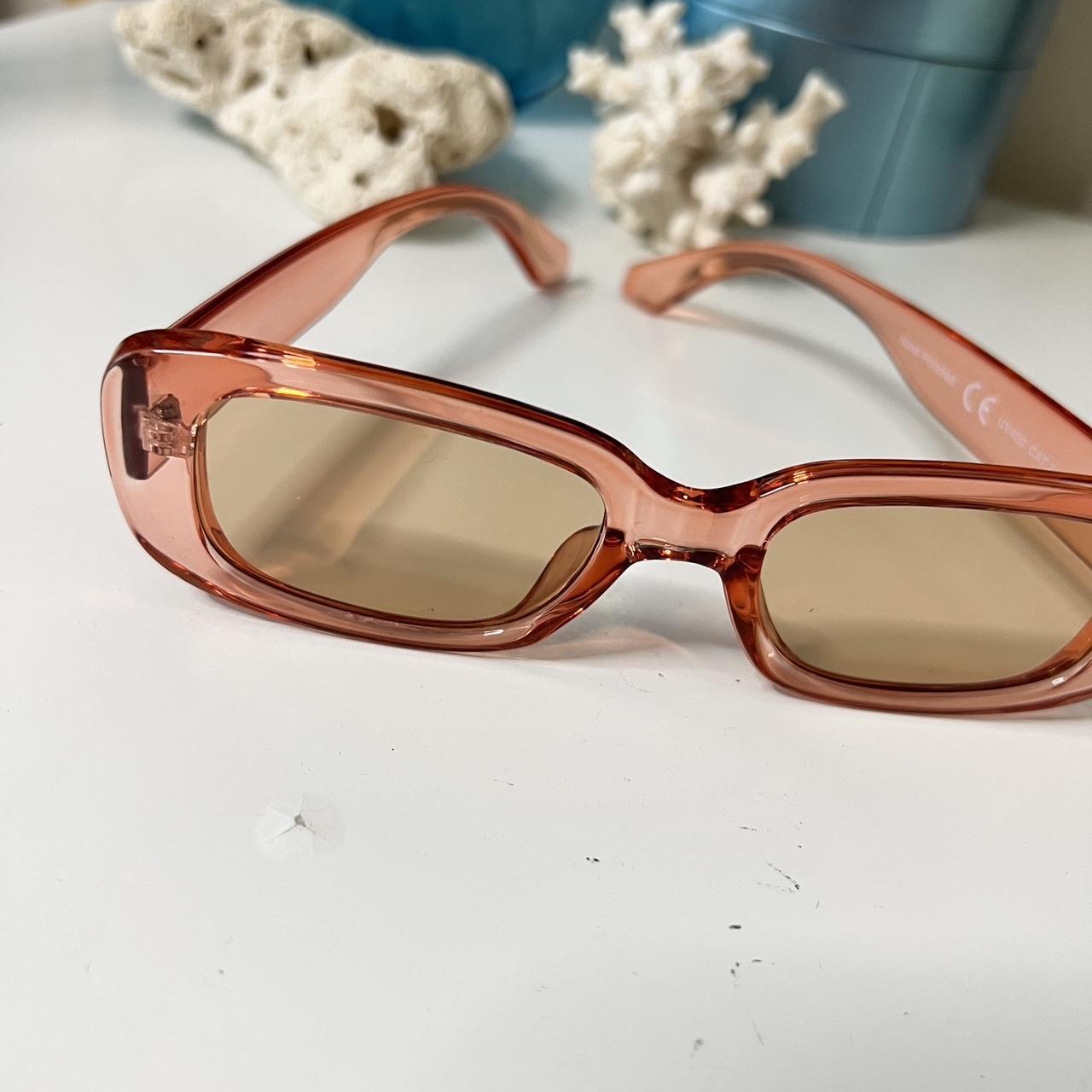 Translucent light red rectangle 00’s style... - Depop