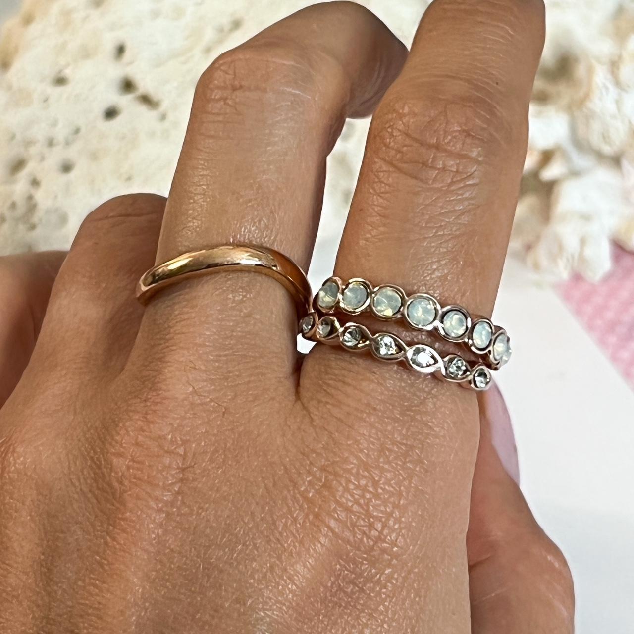 Set of 3 gold & jewelled stacking rings. Sizes... - Depop