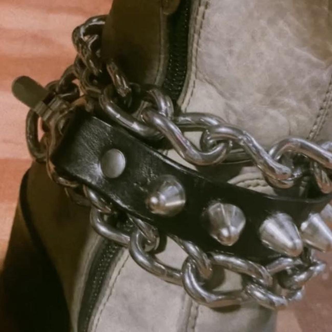 Studded leather chain boot strap #studdedleather... - Depop