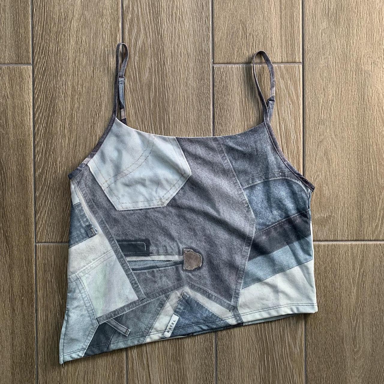 THE JANK. motel denim print camisole. girl it’s so... - Depop