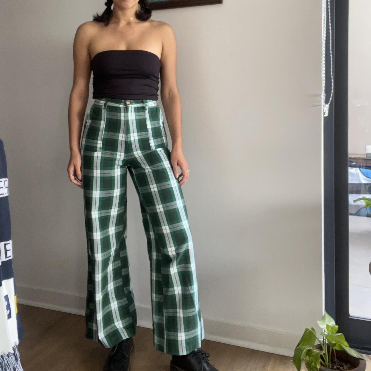 ghanda wide leg check plaid pants I love these but... - Depop