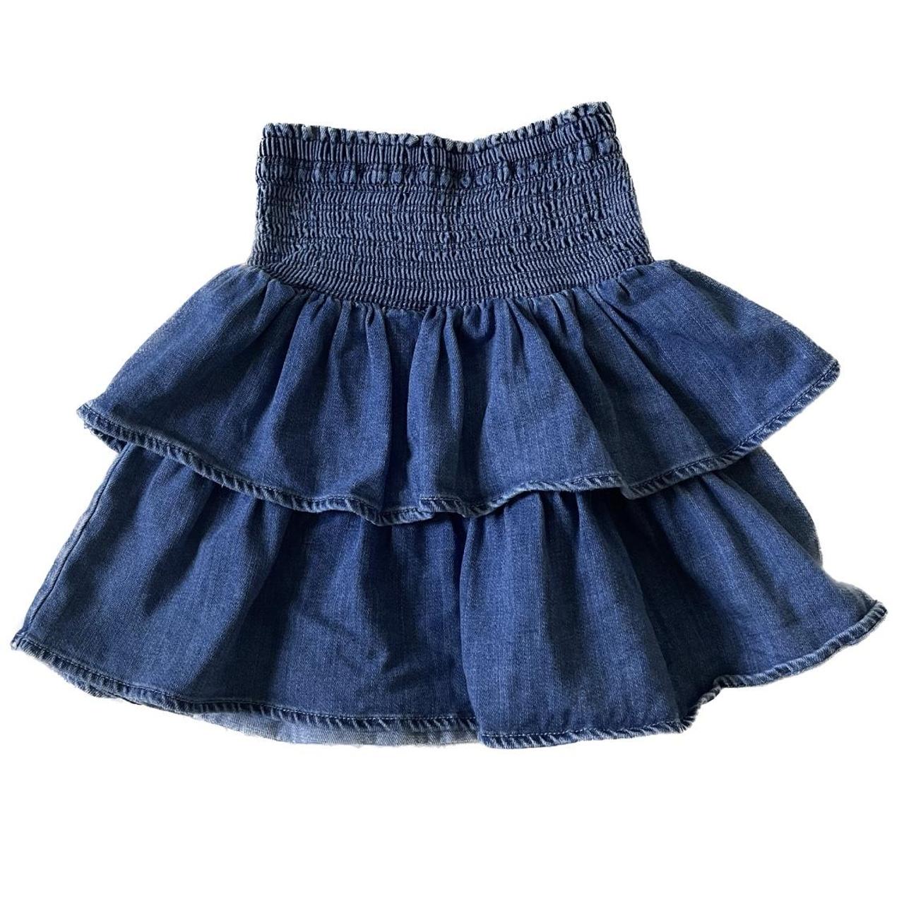 Aerie Denim Ruffle Skirt SUPER cute, I’m obsessed.... - Depop