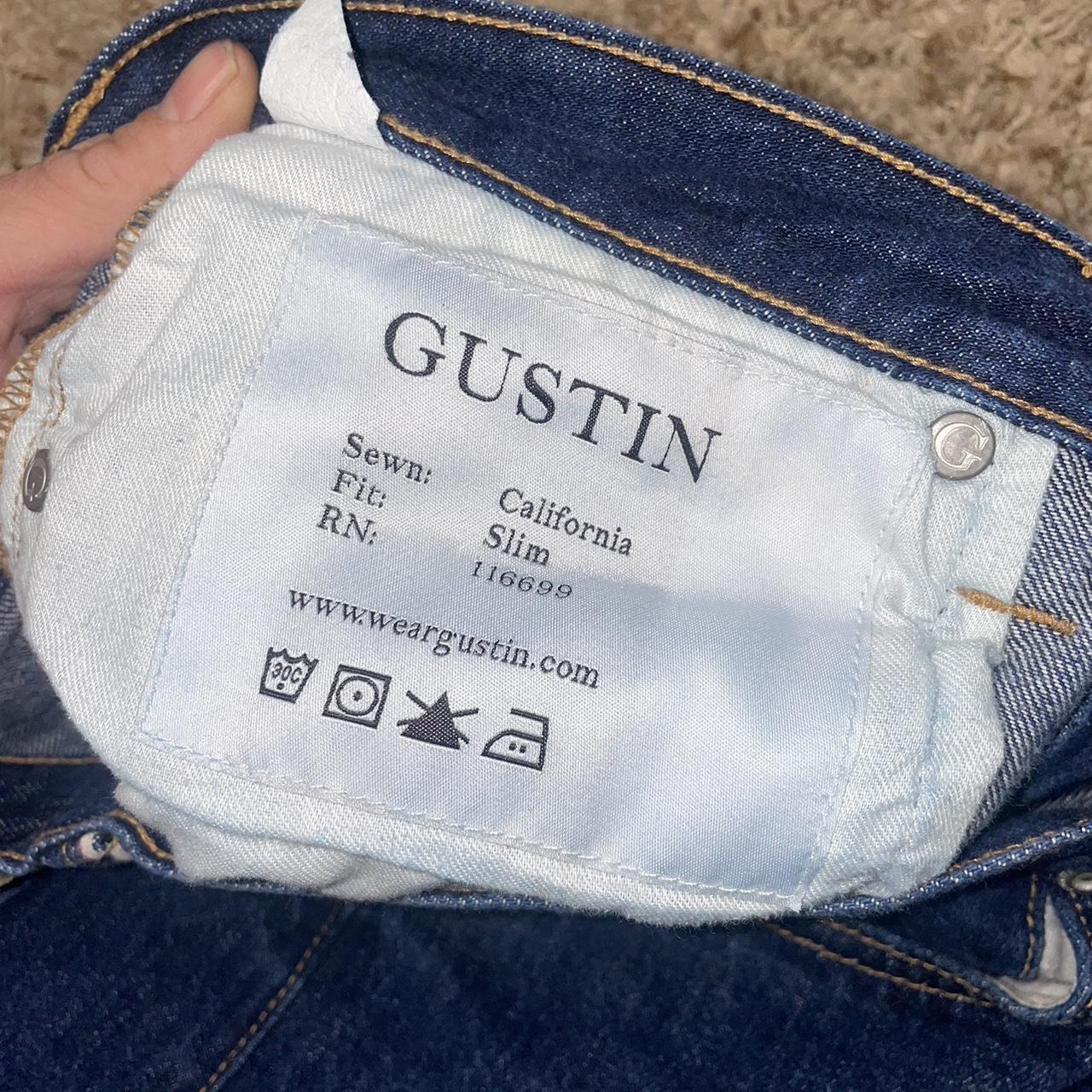 GUSTIN Slim Red Line Raw Selvedge Cotton Denim Jeans... - Depop