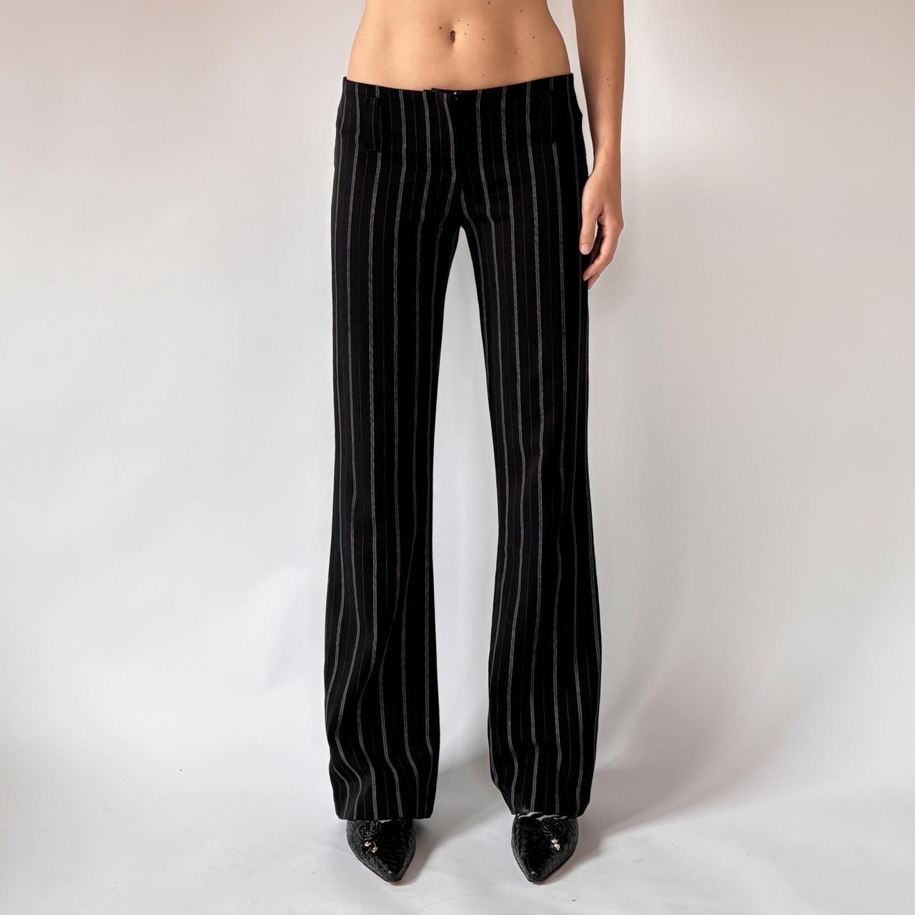 Y2K Pinstripe Flares office siren vintage 2000s... - Depop