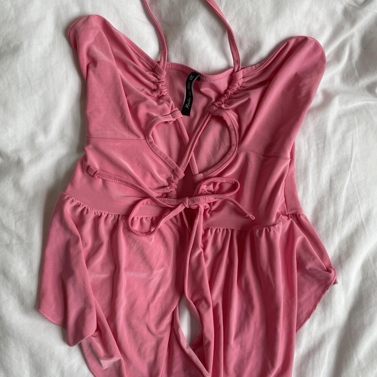 Pink floaty cut out top from asos - Depop