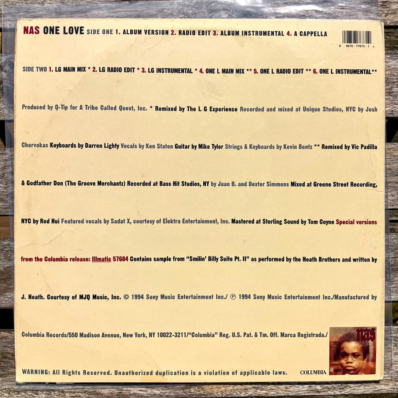 NAS — ONE LOVE Vinyl Record 12” Single, original... - Depop