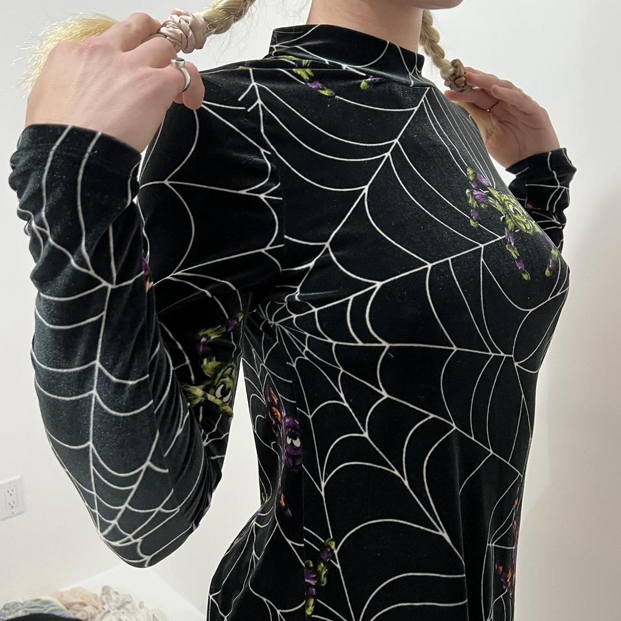 Velvet Spider Web Dress Size small/medium Old... - Depop