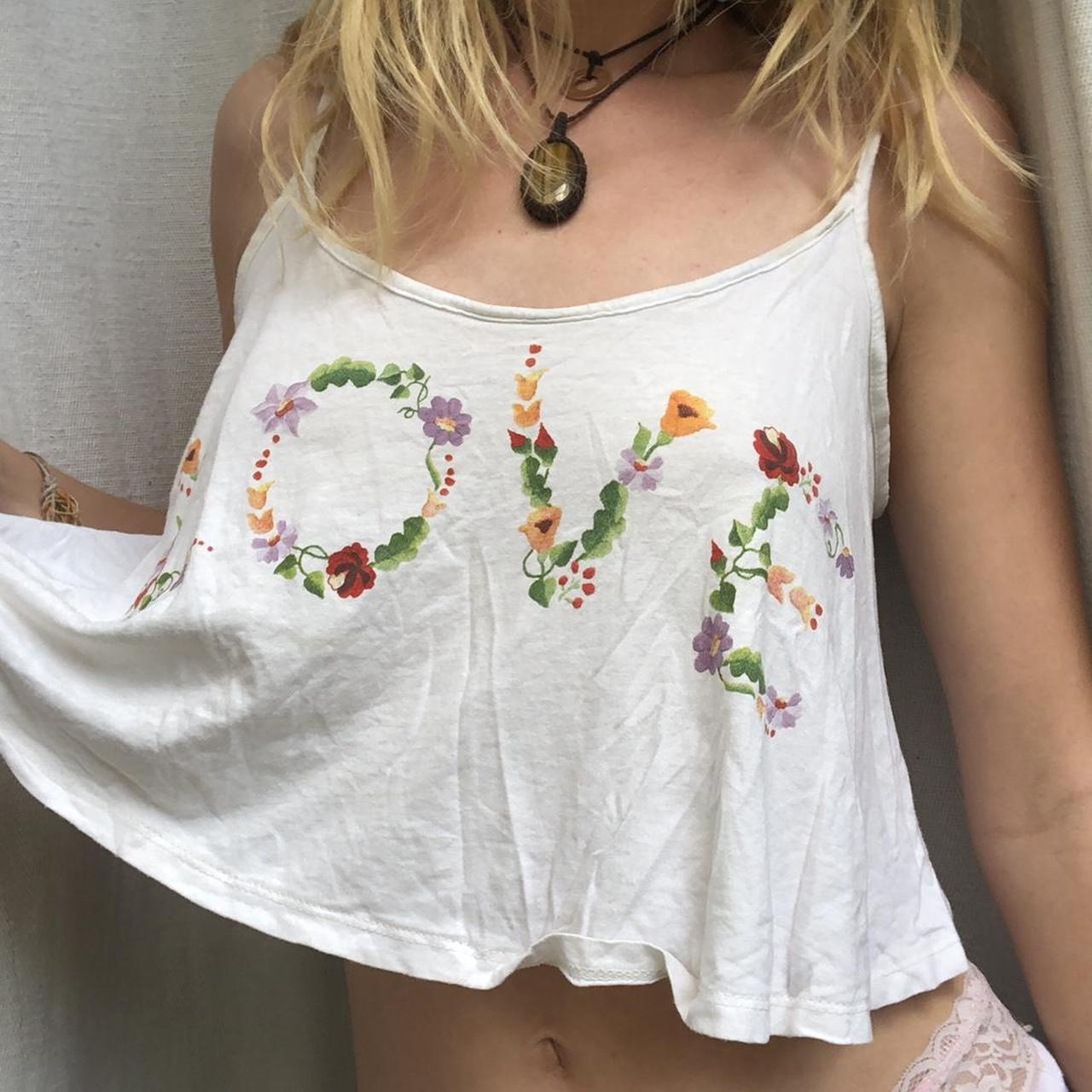 Cute summery hippie floaty cami vest crop top with... - Depop