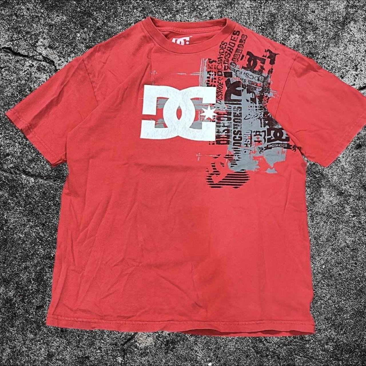 Vintage Y2K Red DC Tee Size Small Measurements... - Depop