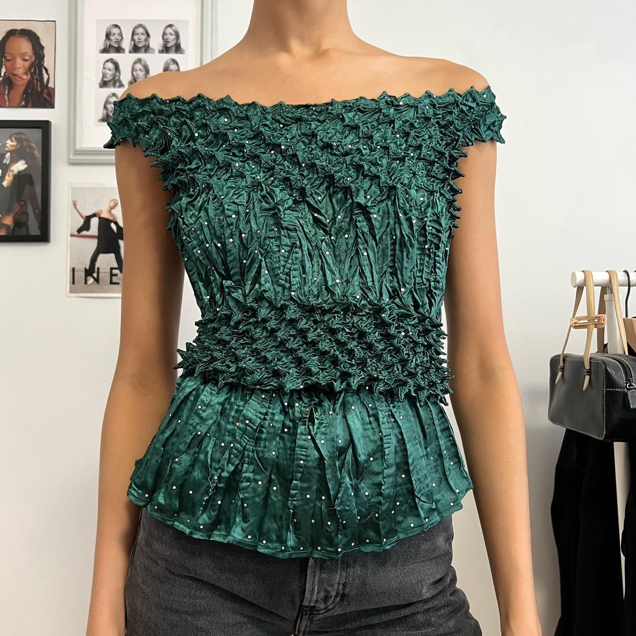 vintage 90s retro peplum top 90s 00s vintage... - Depop