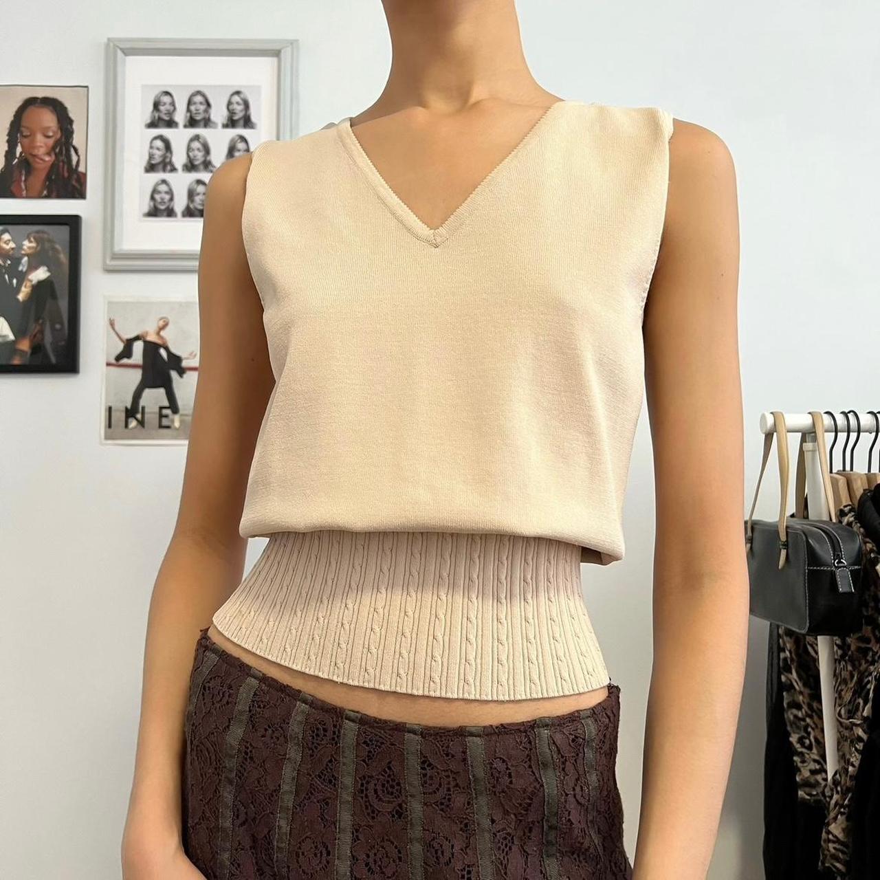 vintage 80s sweater vest 80s vintage "belldini" tan... - Depop