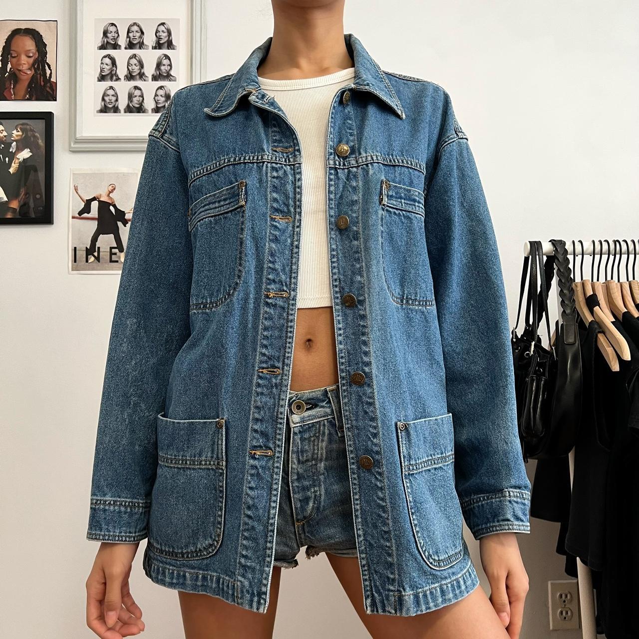 vintage 90s oversized denim jacket price is firm,... - Depop