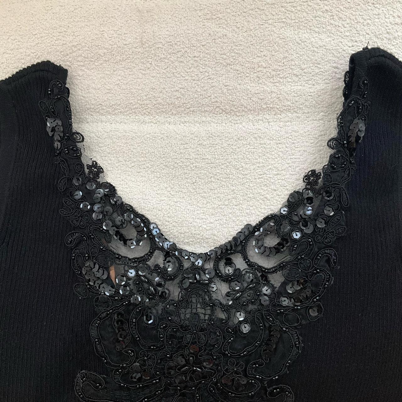 y2k gothic beaded tank top 2000s “belldini” black... - Depop