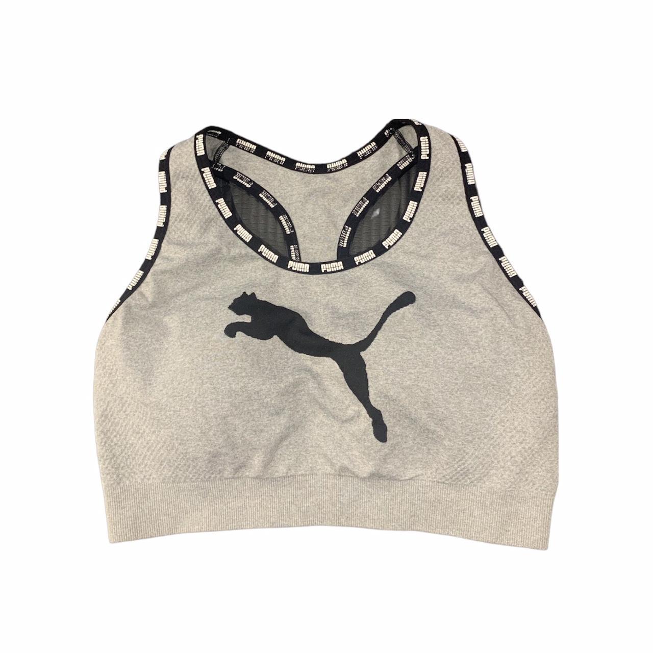 PUMA Halter Racerback Gray Sports Bra ♡ Condition:... - Depop