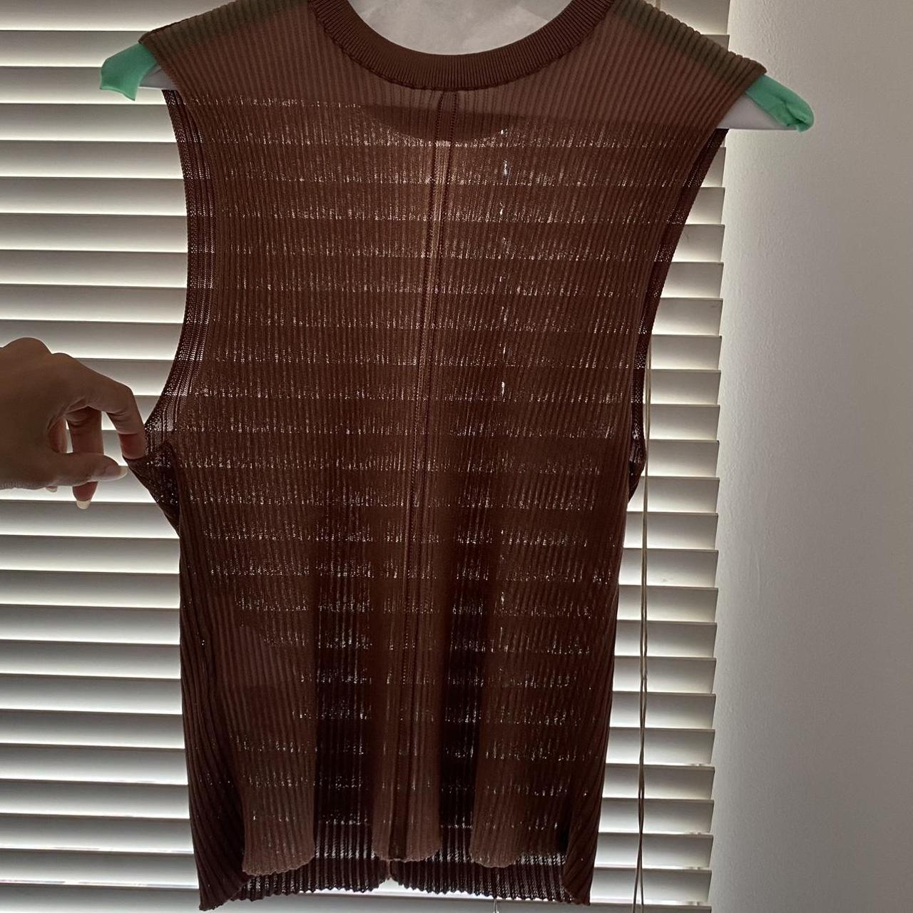 dion lee semi-sheer knitted brown tank/vest - Depop