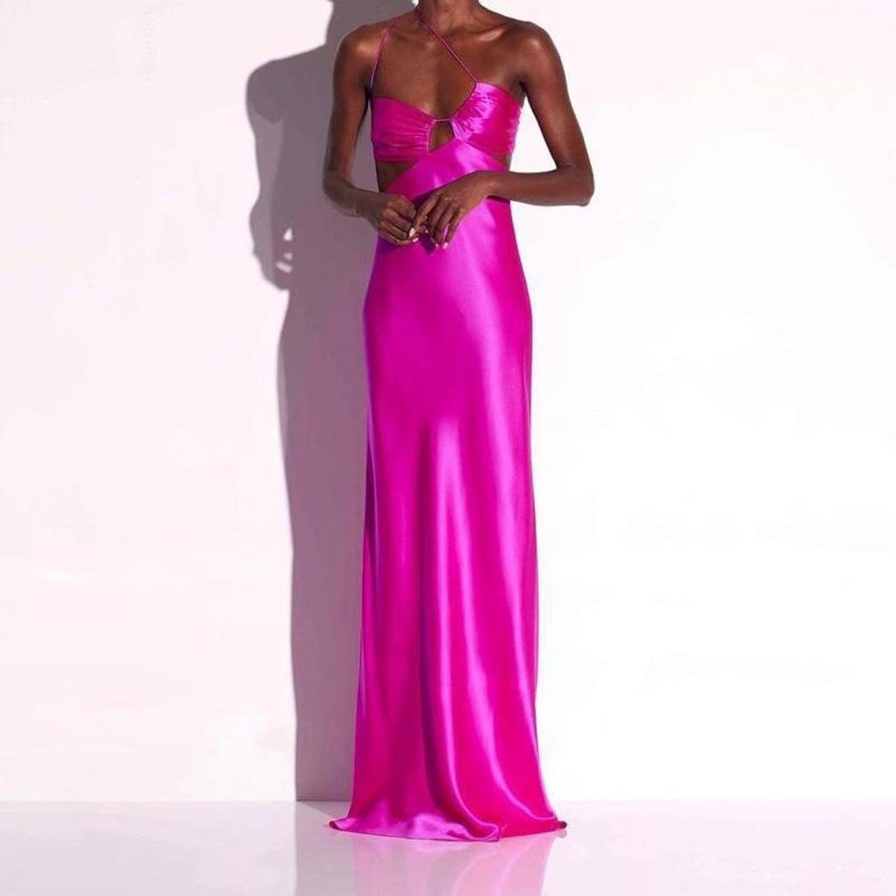 the sei silk slant bias gown in fuchsia—if youre... - Depop