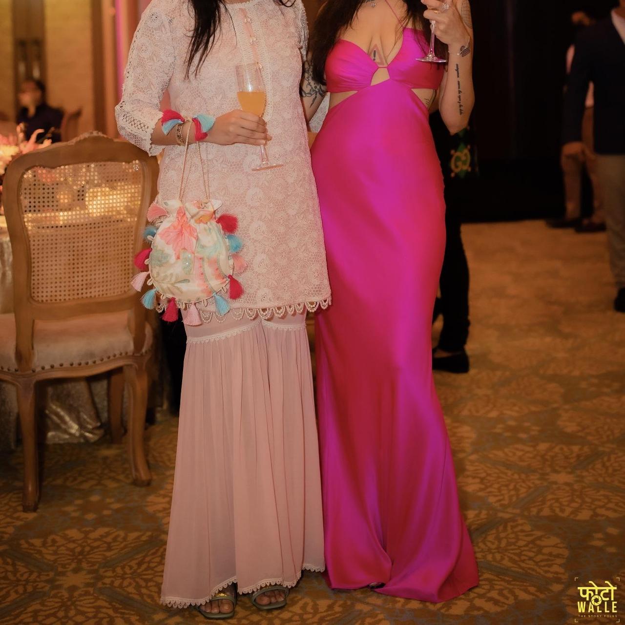 the sei silk slant bias gown in fuchsia—if youre... - Depop