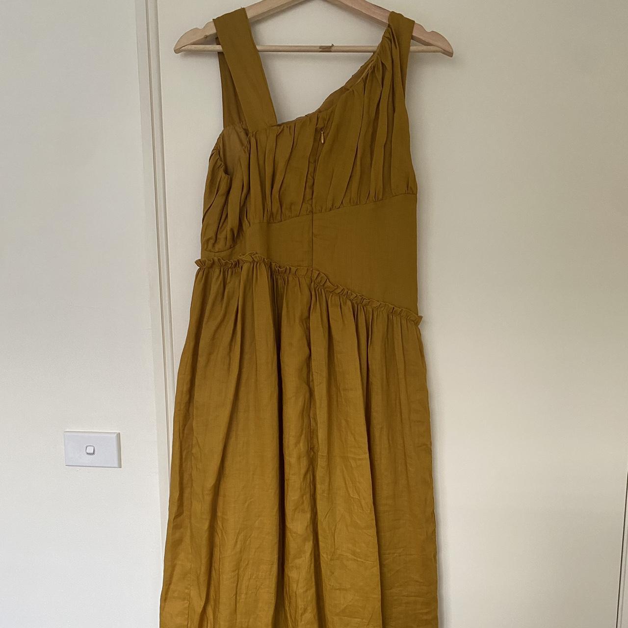 AERE Linen Dress in rust/mustard colour, maxi length... - Depop