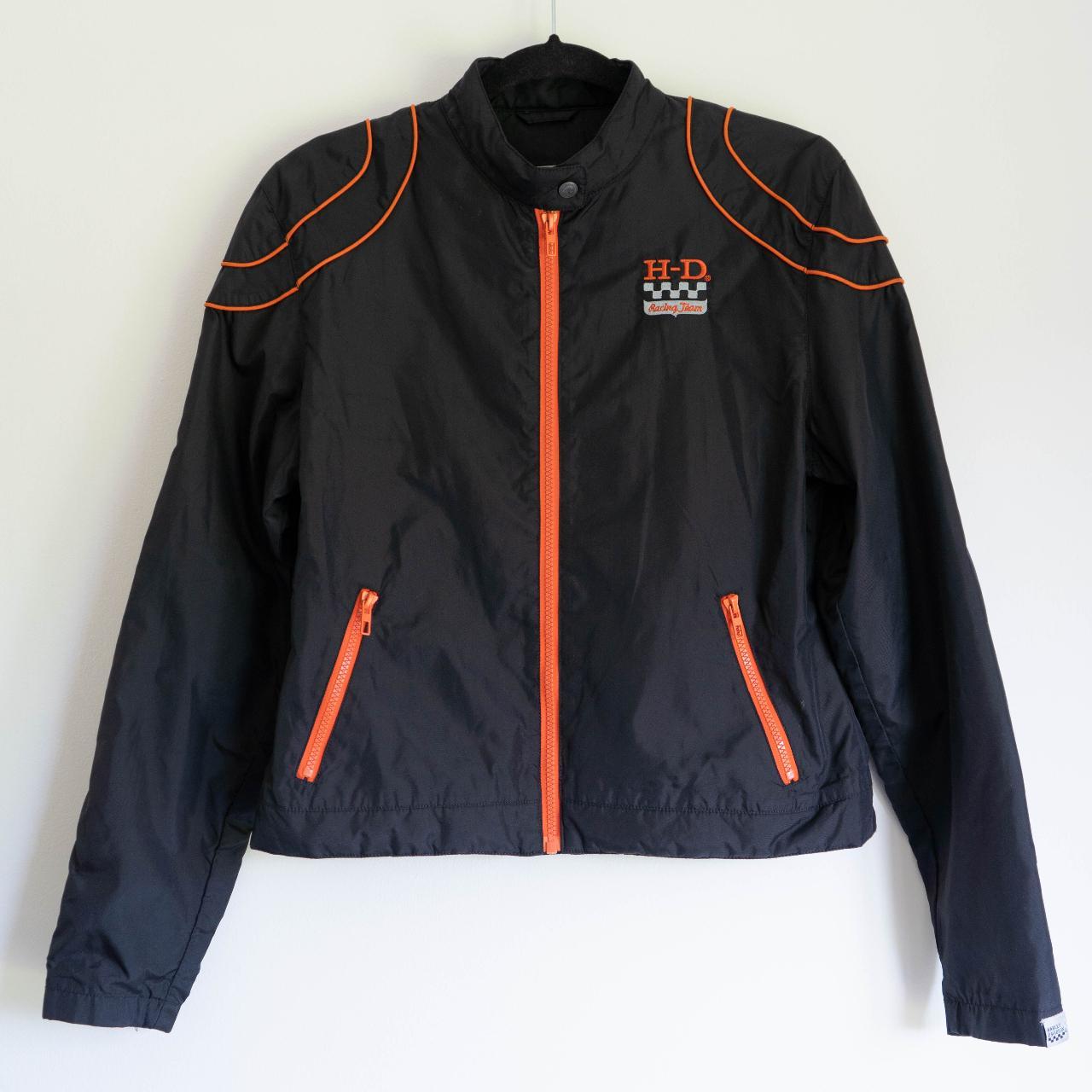 Vintage Harley Davidson black & orange racing jacket... | Depop