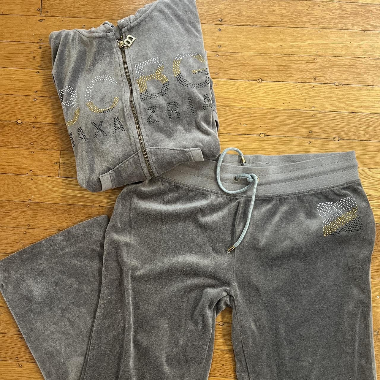 vintage Grey BCBG Maxazria velour and rhinestone... - Depop