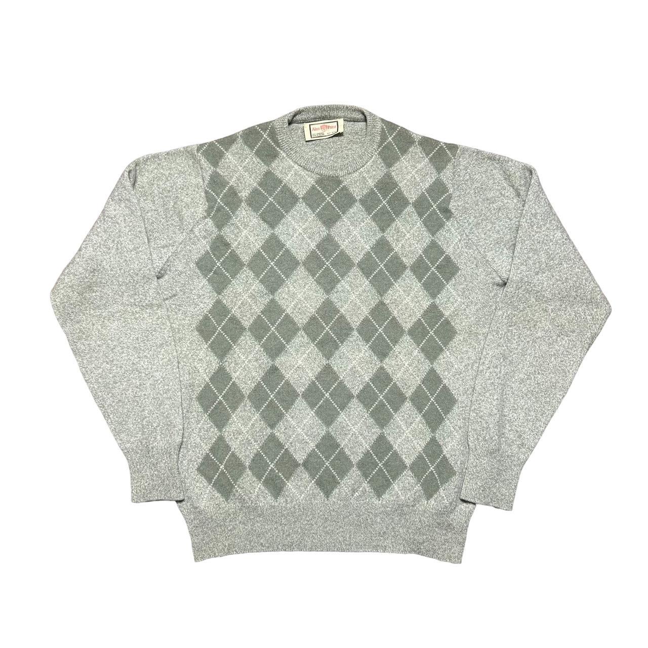 Patterned knit jumper. Argyle pattern sweater.... - Depop