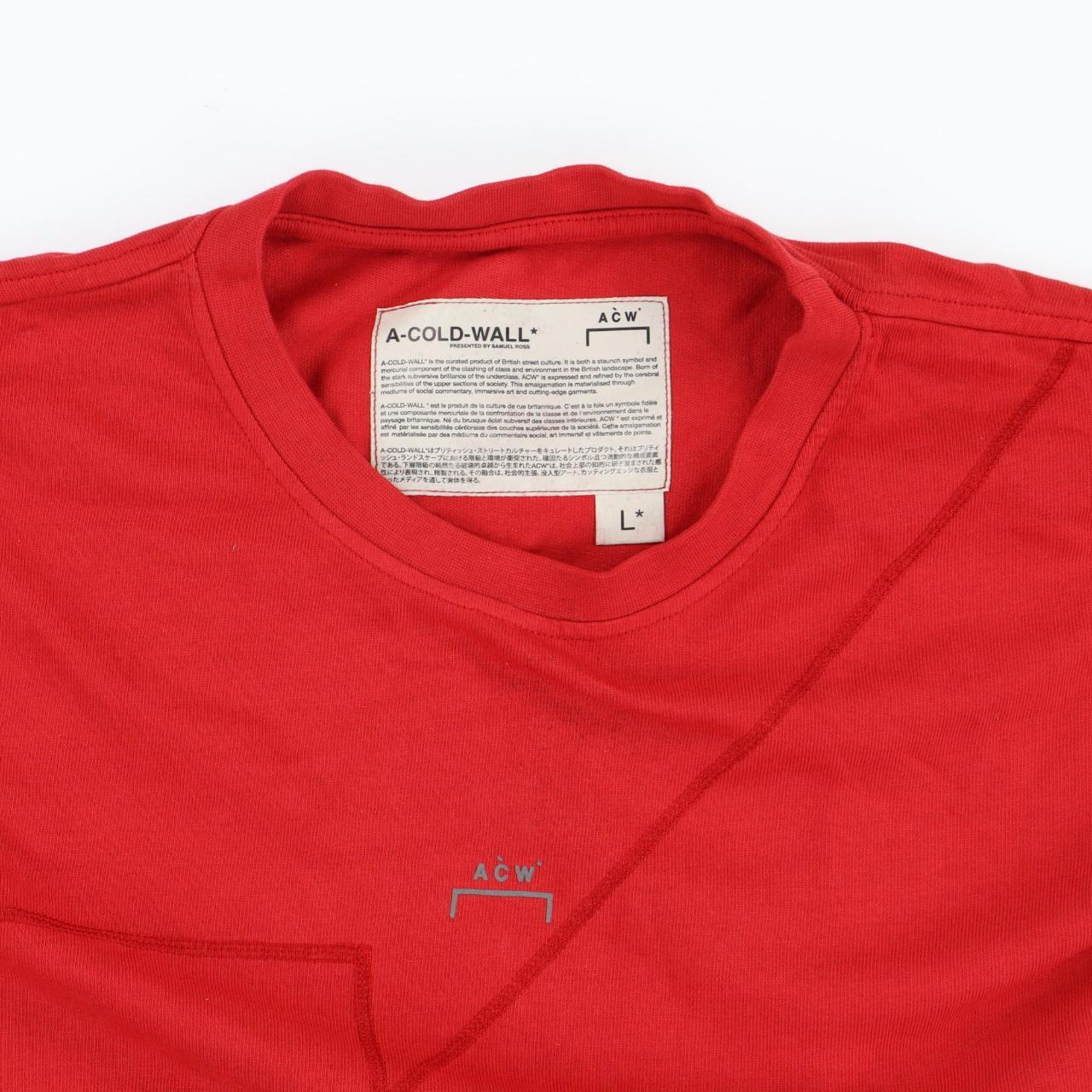 A Cold Wall Red Seams Detail ACW Logo T-Shirt -Size... | Depop