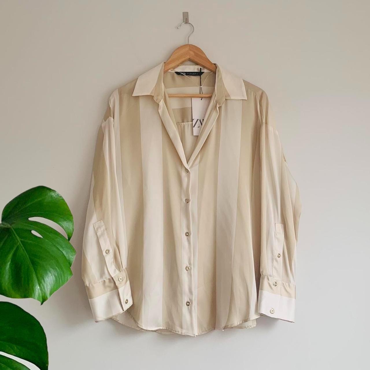 ZARA oversized satin effect shirt -... - Depop