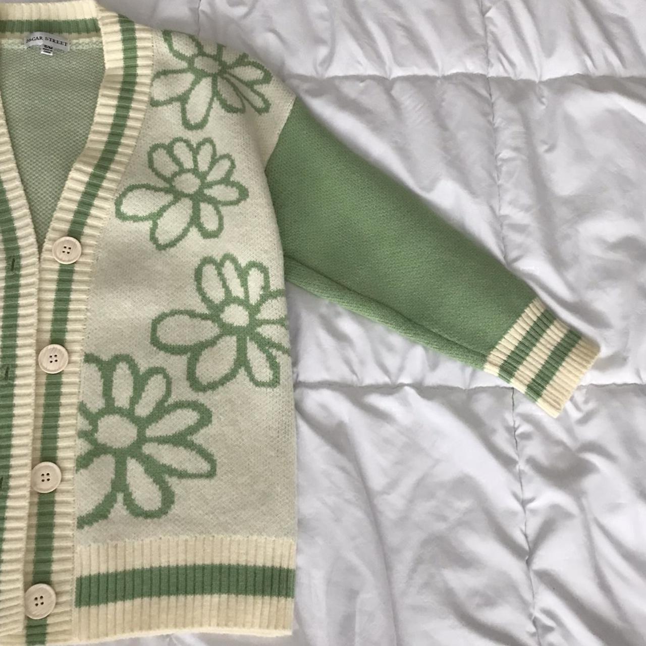 Verge Girl Women's Green and Cream Cardigan | Depop