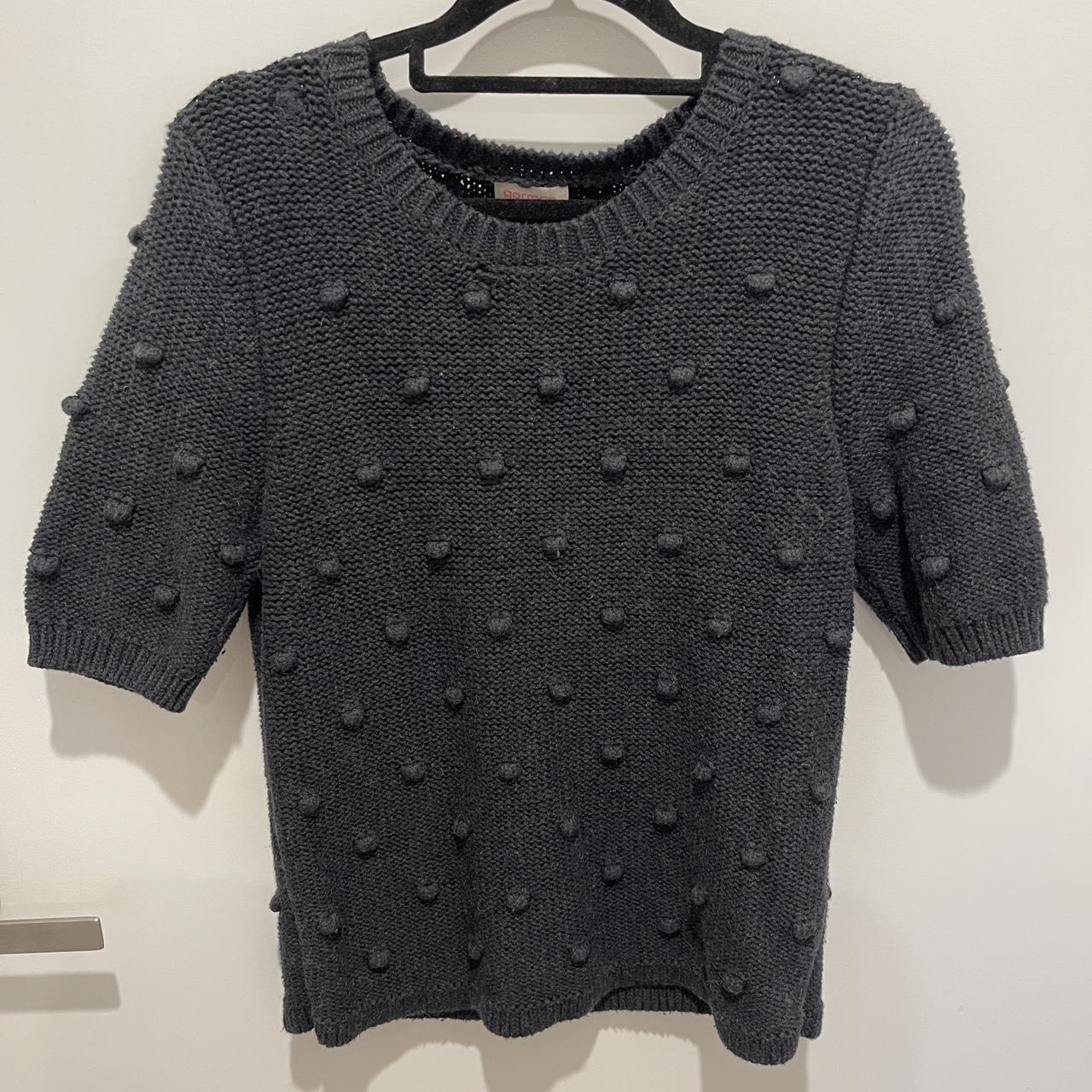 #gorman black dot Pom Pom wool-blend sweater tshirt... - Depop