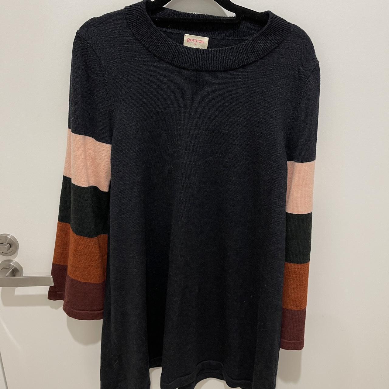 #gorman dark grey striped merino wool sweater size 12 - Depop