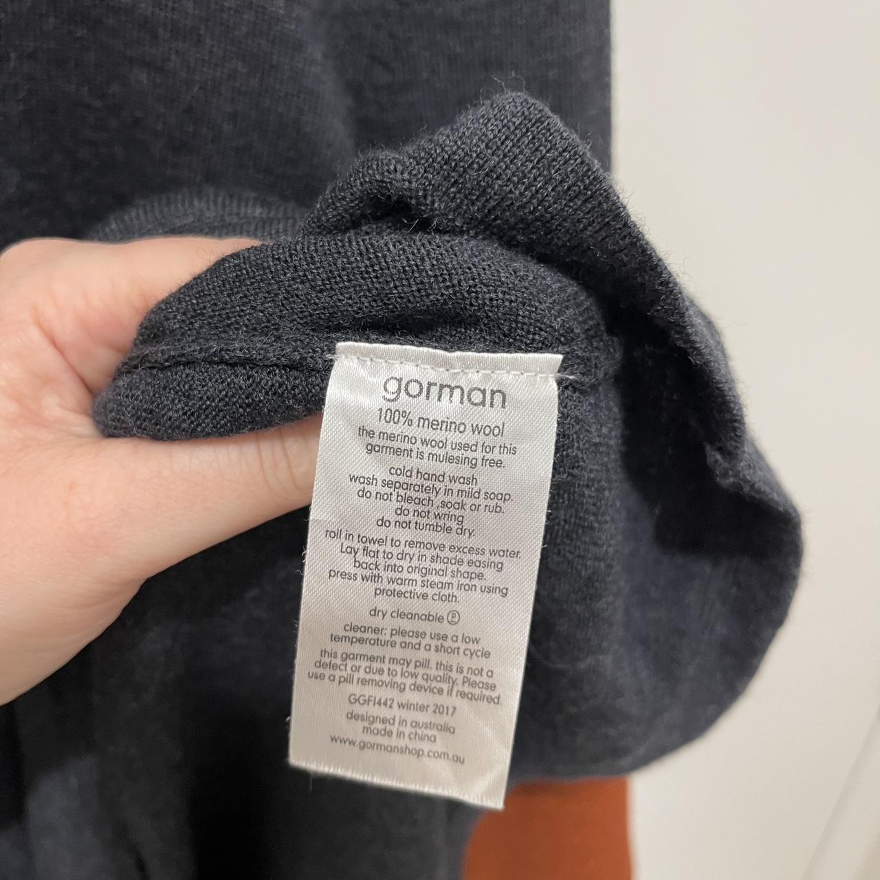 #gorman dark grey striped merino wool sweater size 12 - Depop