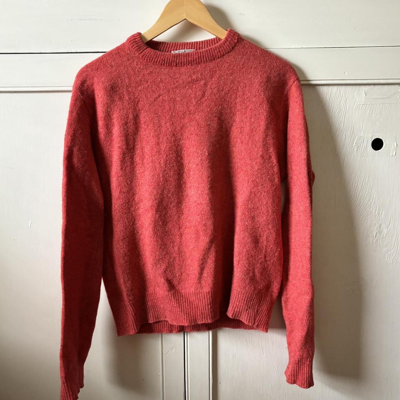 Vintage raspberry red wool blend sweater Size... - Depop