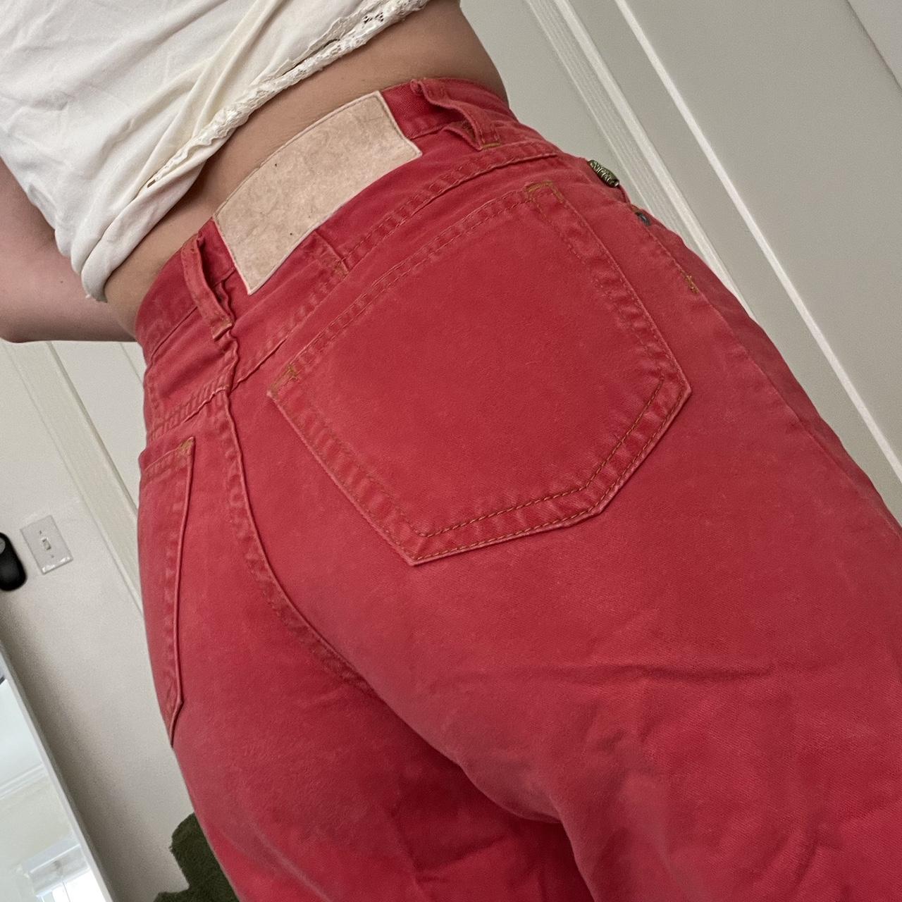 Vintage red high waisted straight leg jeans - Depop