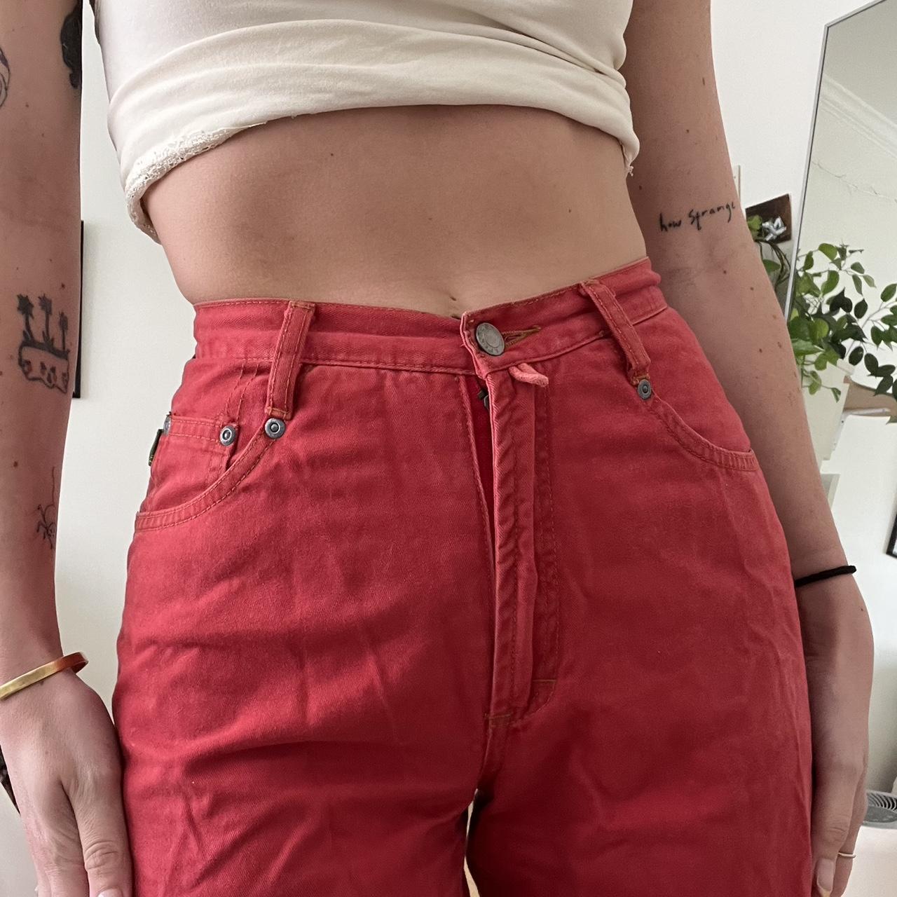 Vintage red high waisted straight leg jeans - Depop