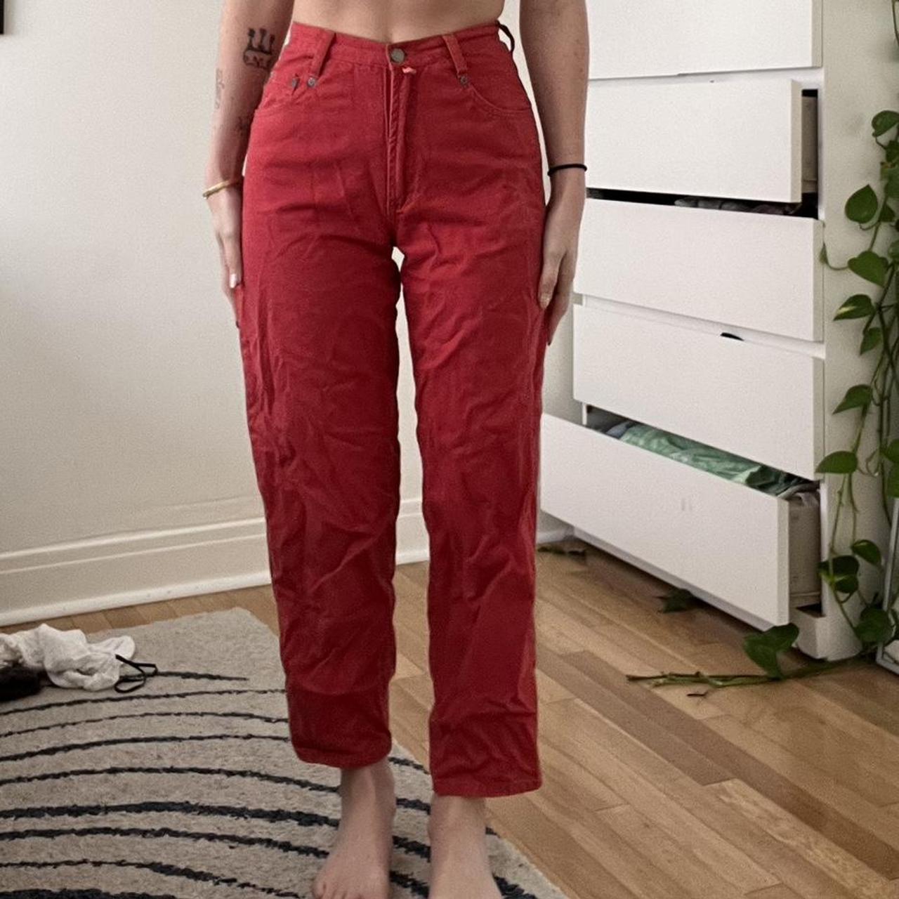 Vintage red high waisted straight leg jeans - Depop