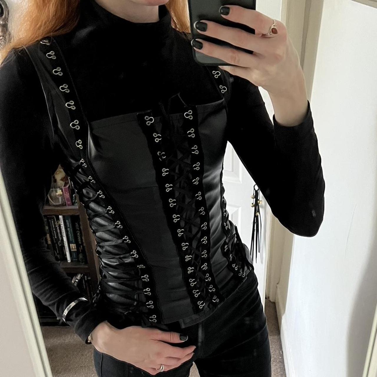 Gothic faux leather vintage bodice, amazing... - Depop