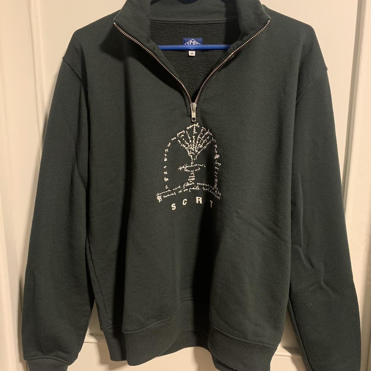 SCRT quarter 1/4 zip in grey Lovely white writing... - Depop