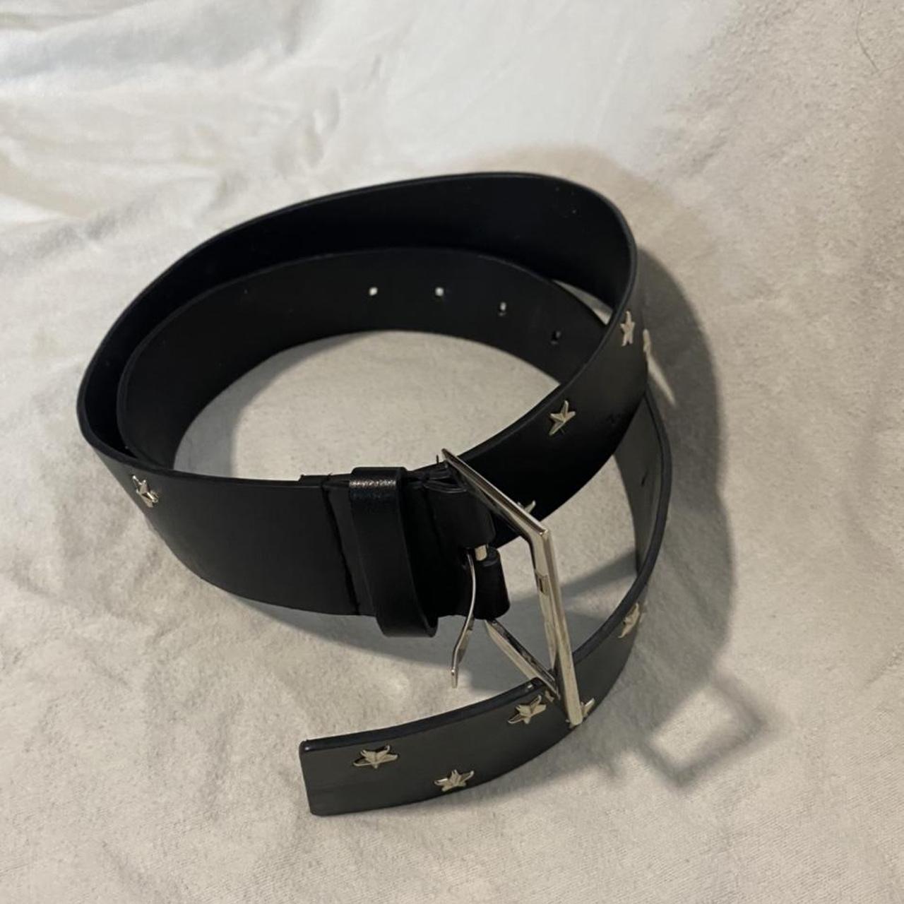 Urban Outfitters Women's Black and Silver Belt | Depop