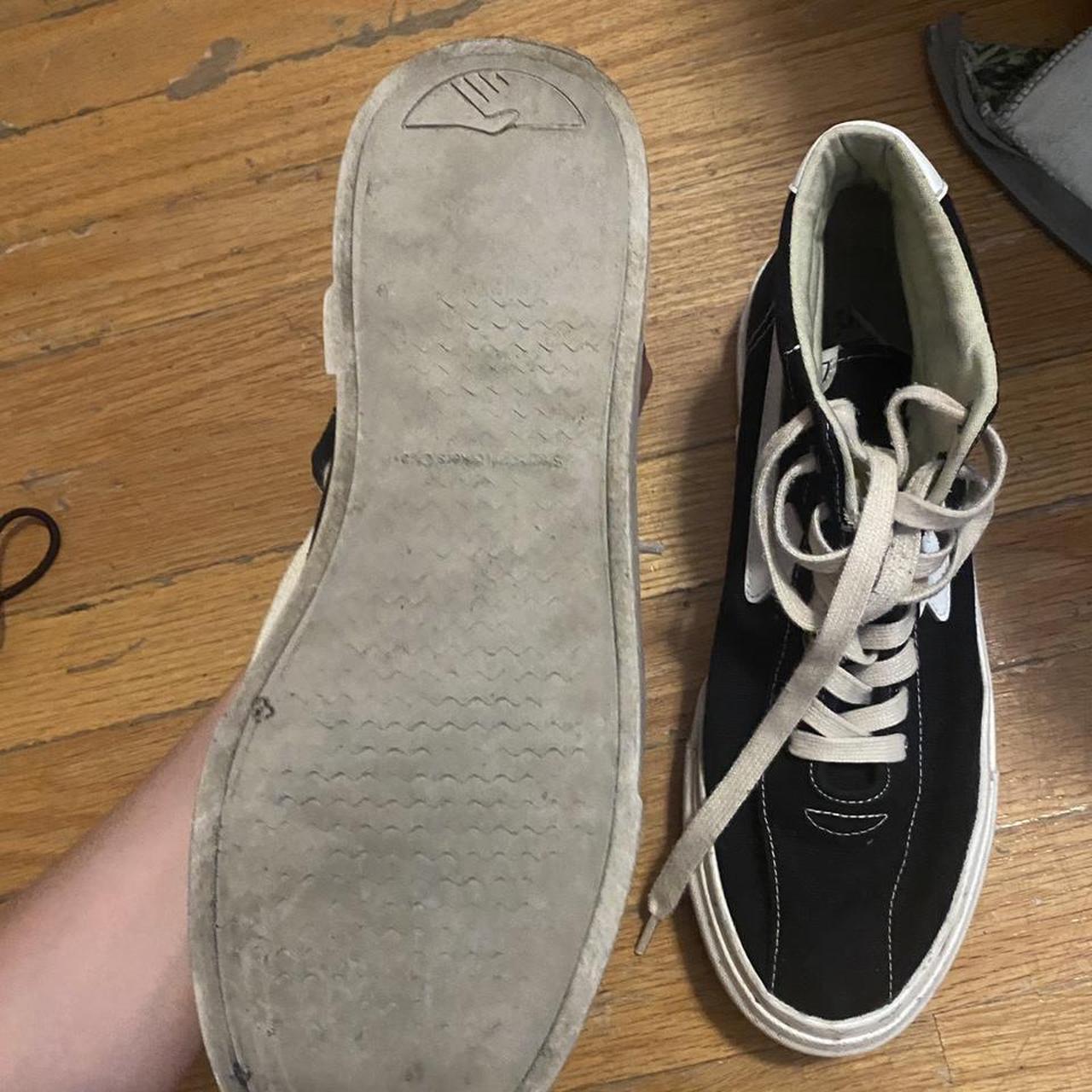 Stepney Workers Club Men's Black and White Trainers | Depop