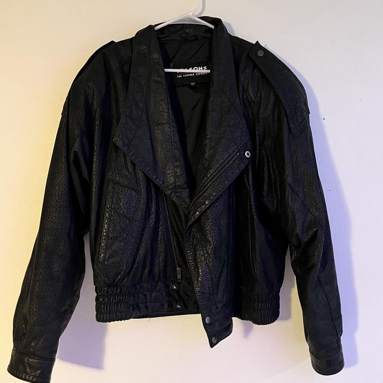 Vintage 80s leather bomber style jacket In great... - Depop