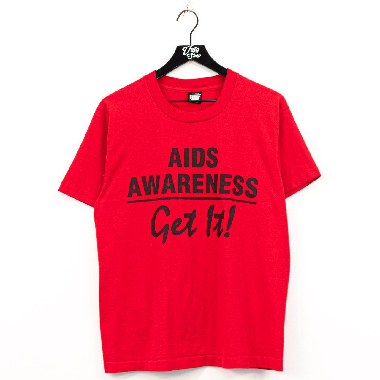 Vintage 90s AIDS Awareness Get It! T-Shirt Fits... - Depop